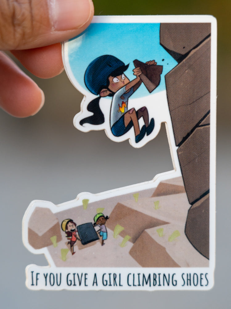 If You Give a Girl Climbing Shoes Sticker - Falling – Hayley Diep